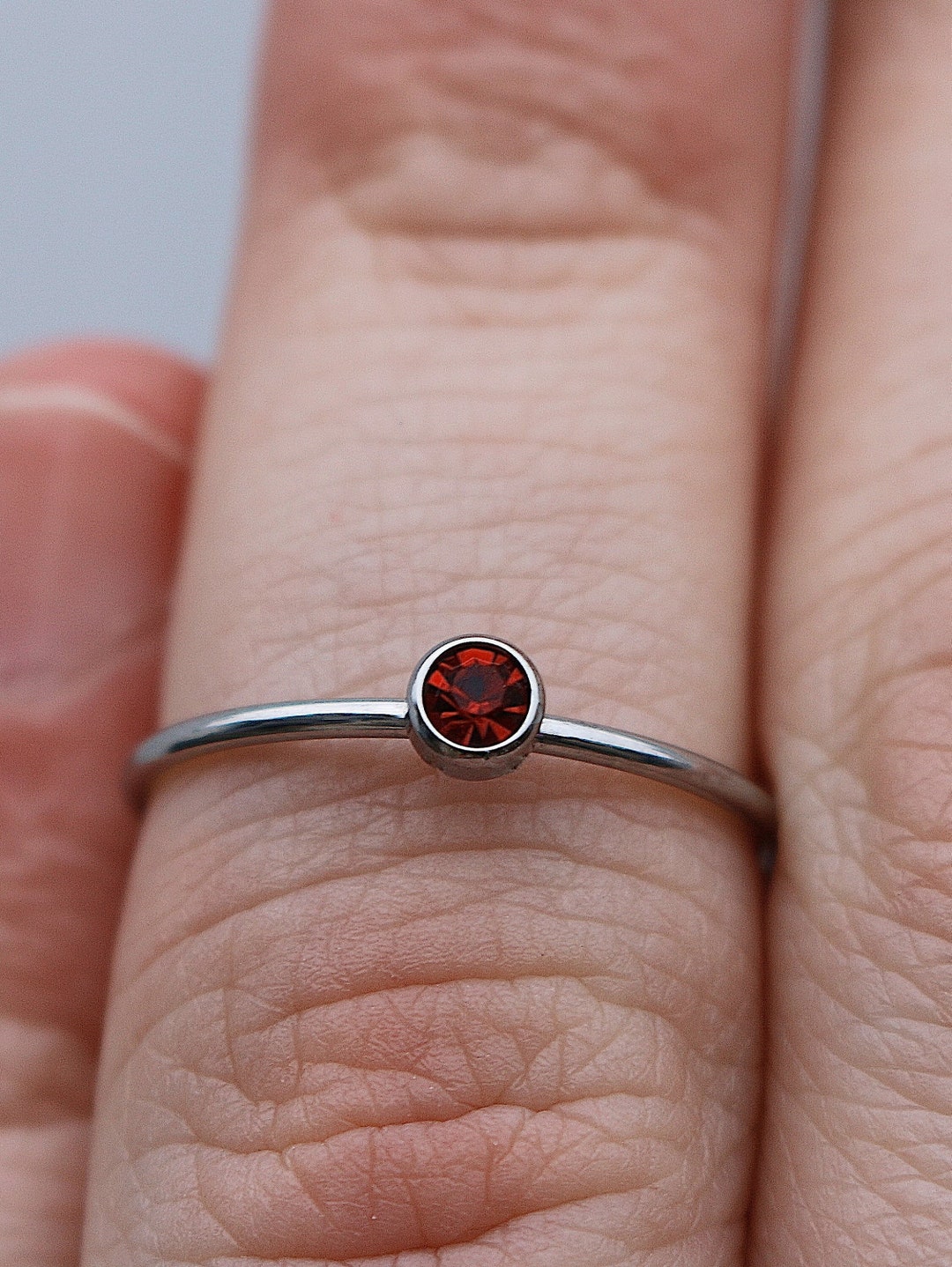 Birthstone Ring, Stainless Steel Birthstone Stacking Ring, Stackable ...
