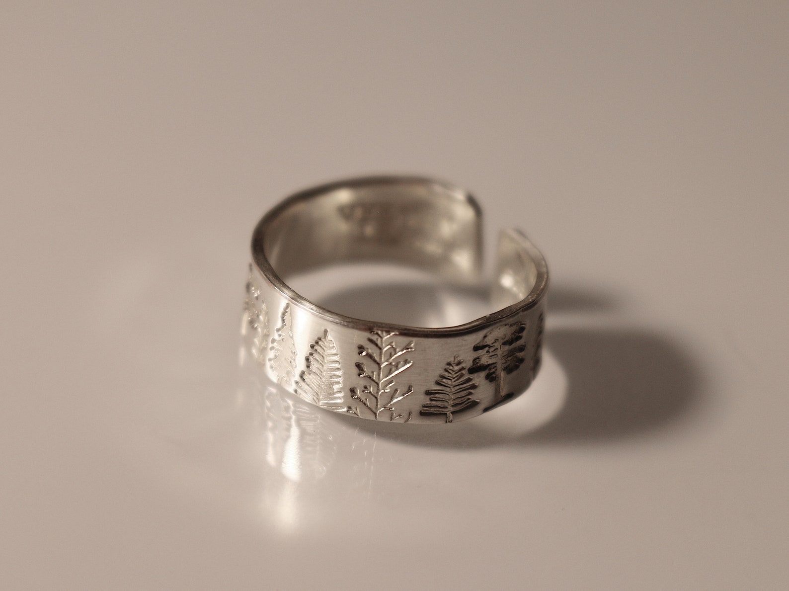 Sterling Silver Forest Tree Ring | Hand Stamped Nature Jewelry - Etsy