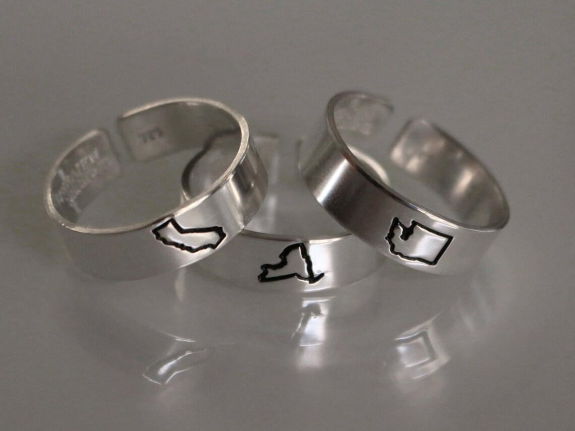 52 States (PR & DC): US State Outline Ring | Promise Ring | Best Friend ...