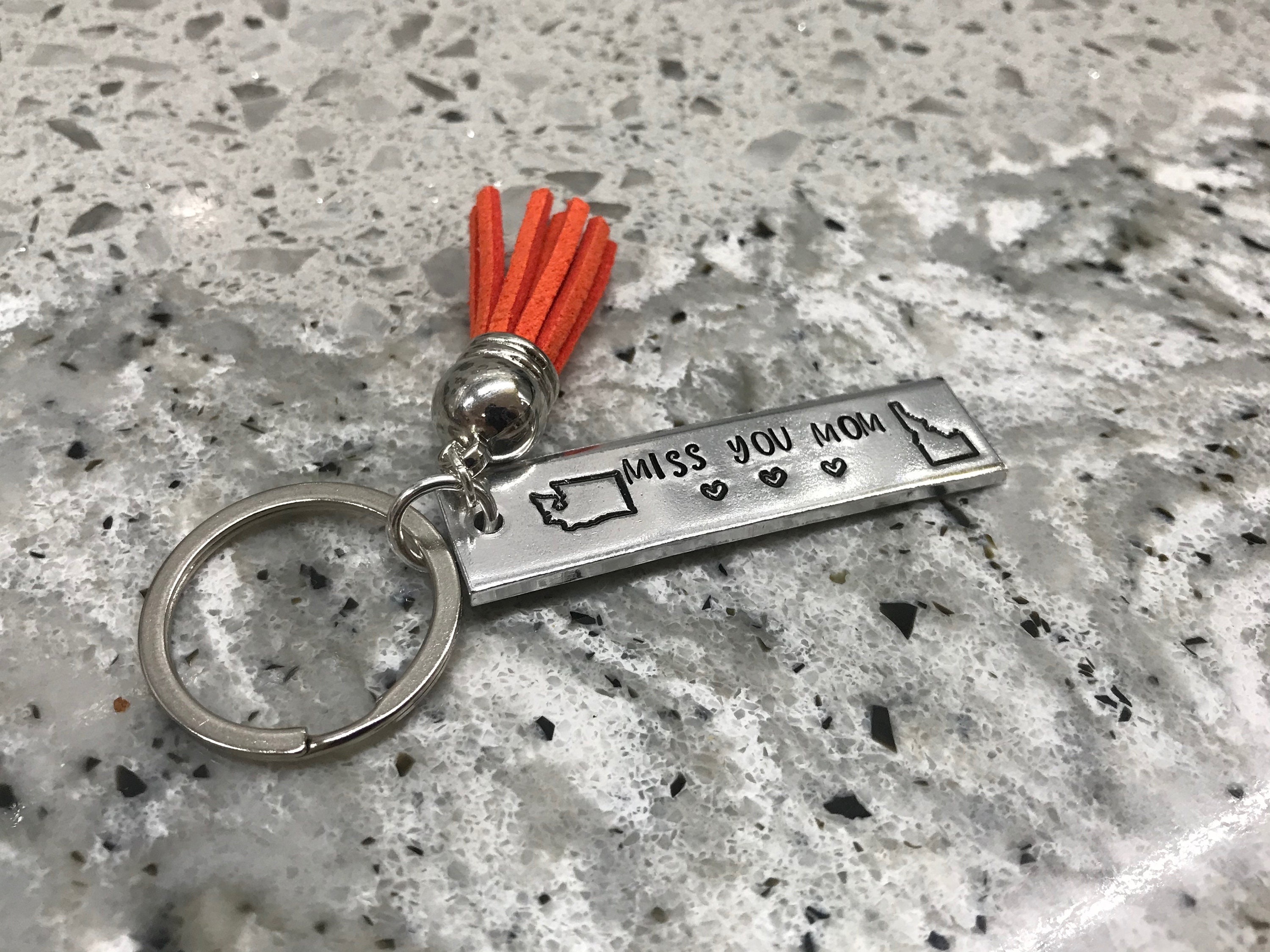 Long Distance Relationship State Miss You Mom Tassel Keychain - Etsy