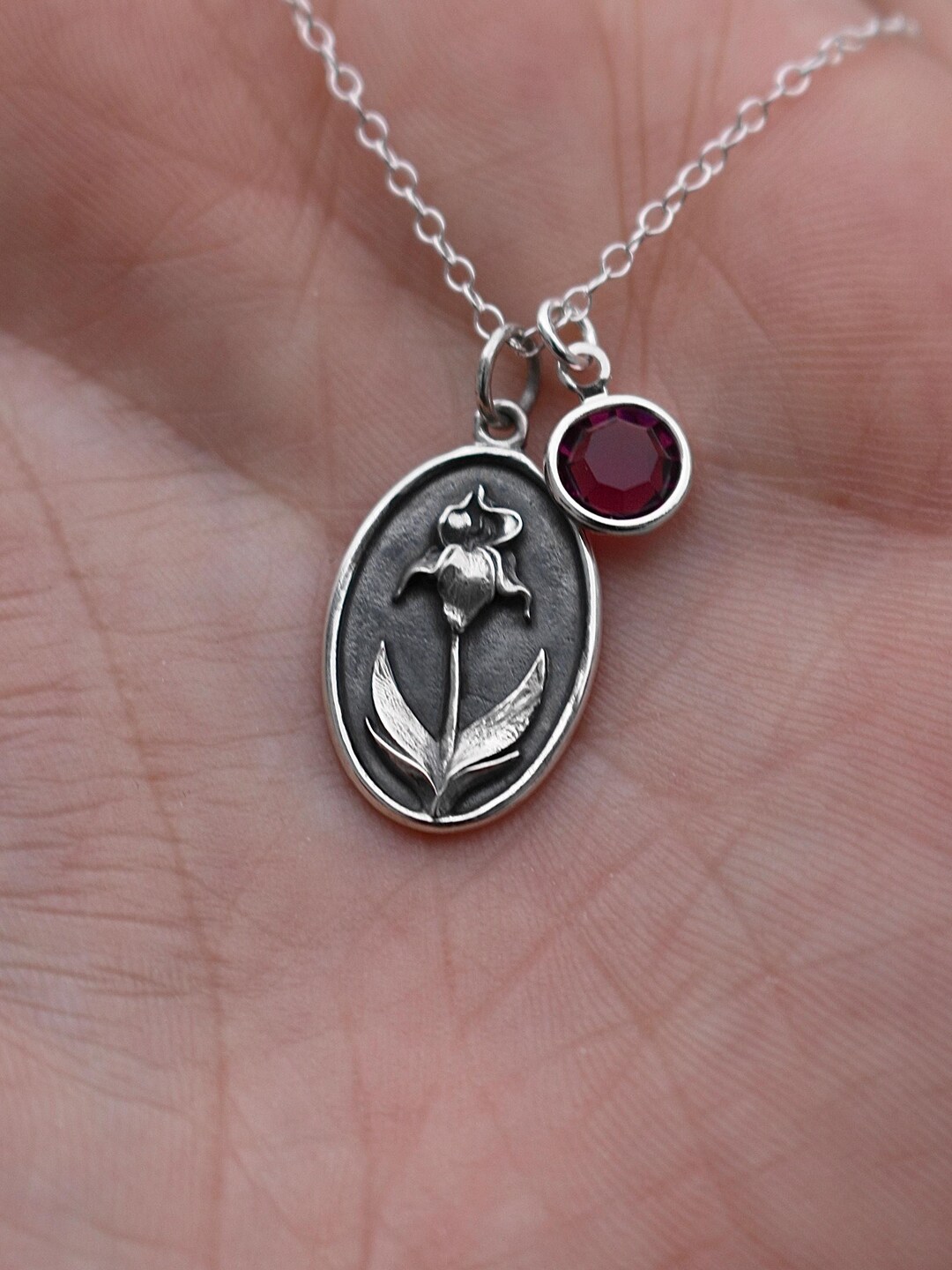 February Birth Flower Necklace Medallion | Birth Flower Jewelry ...