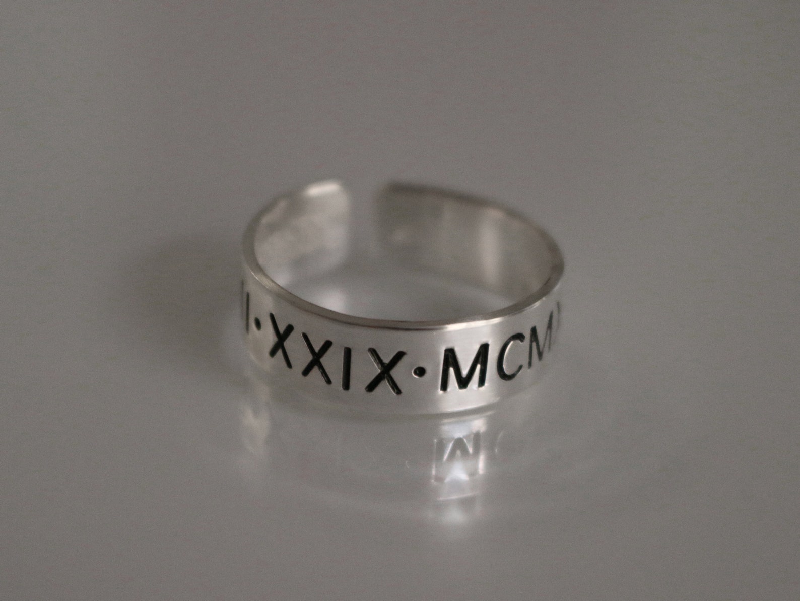Custom Roman Numeral Sterling Silver Date Ring | Anniversary Jewelry - Etsy