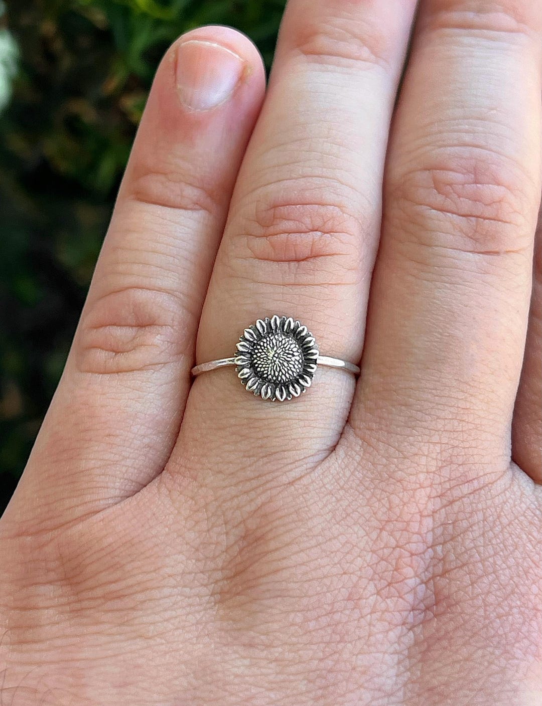 Sterling Silver Sunflower Ring | Cottagecore Summer Jewelry - Etsy