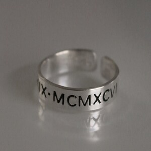 Custom Roman Numeral Sterling Silver Date Ring | Anniversary Jewelry - Etsy