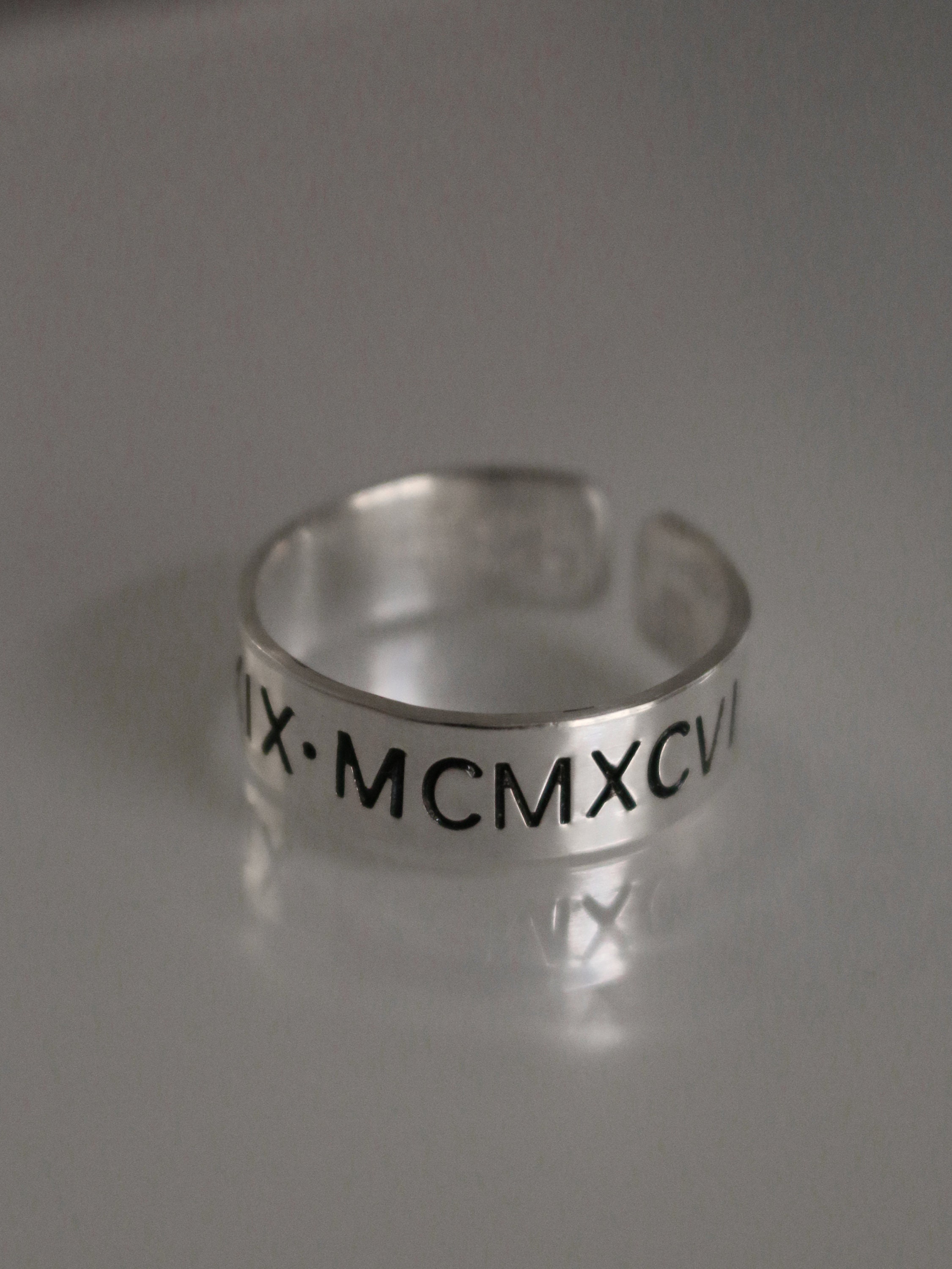 Custom Roman Numeral Sterling Silver Date Ring | Anniversary Jewelry - Etsy