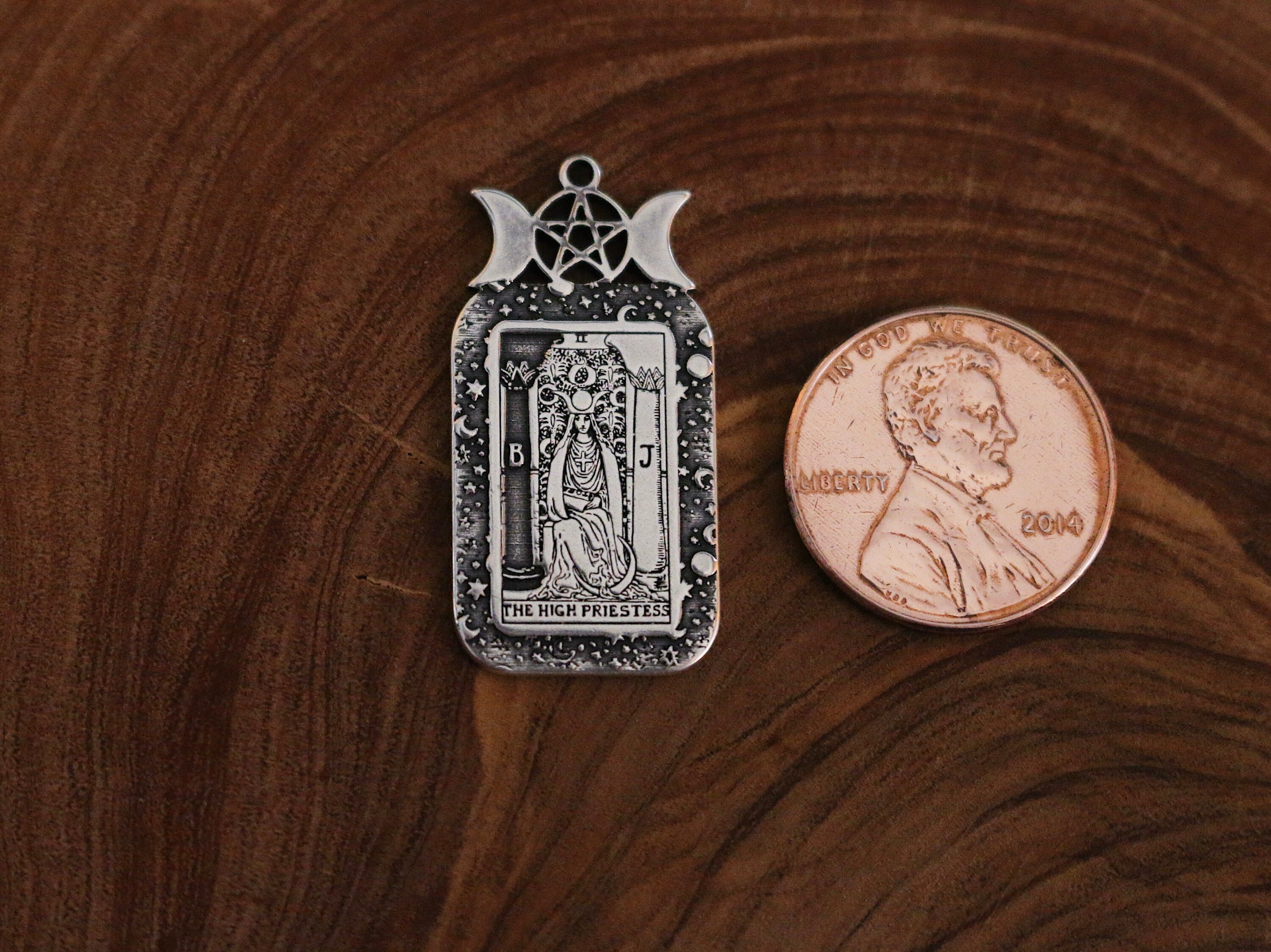 Sterling Silver Strength Tarot Card Necklace | Celestial Moon Jewelry ...