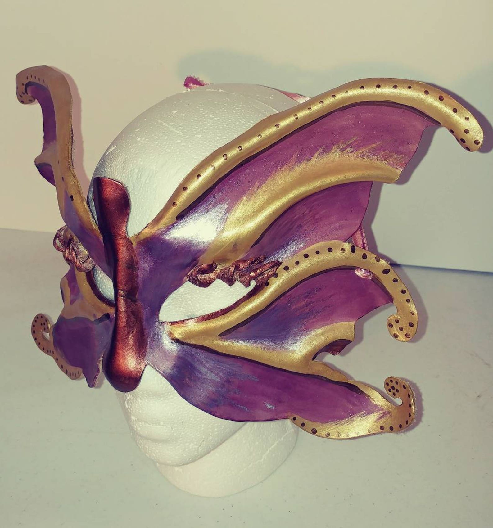 Leather Butterfly Mask in Metallic Purples, Gold and Bronze. Halloween ...