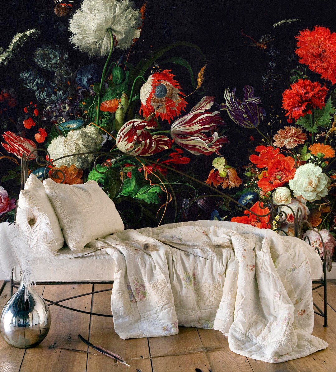 Large Floral Scenic Wallpaper Mural, Best Accent Wall Paper With ...