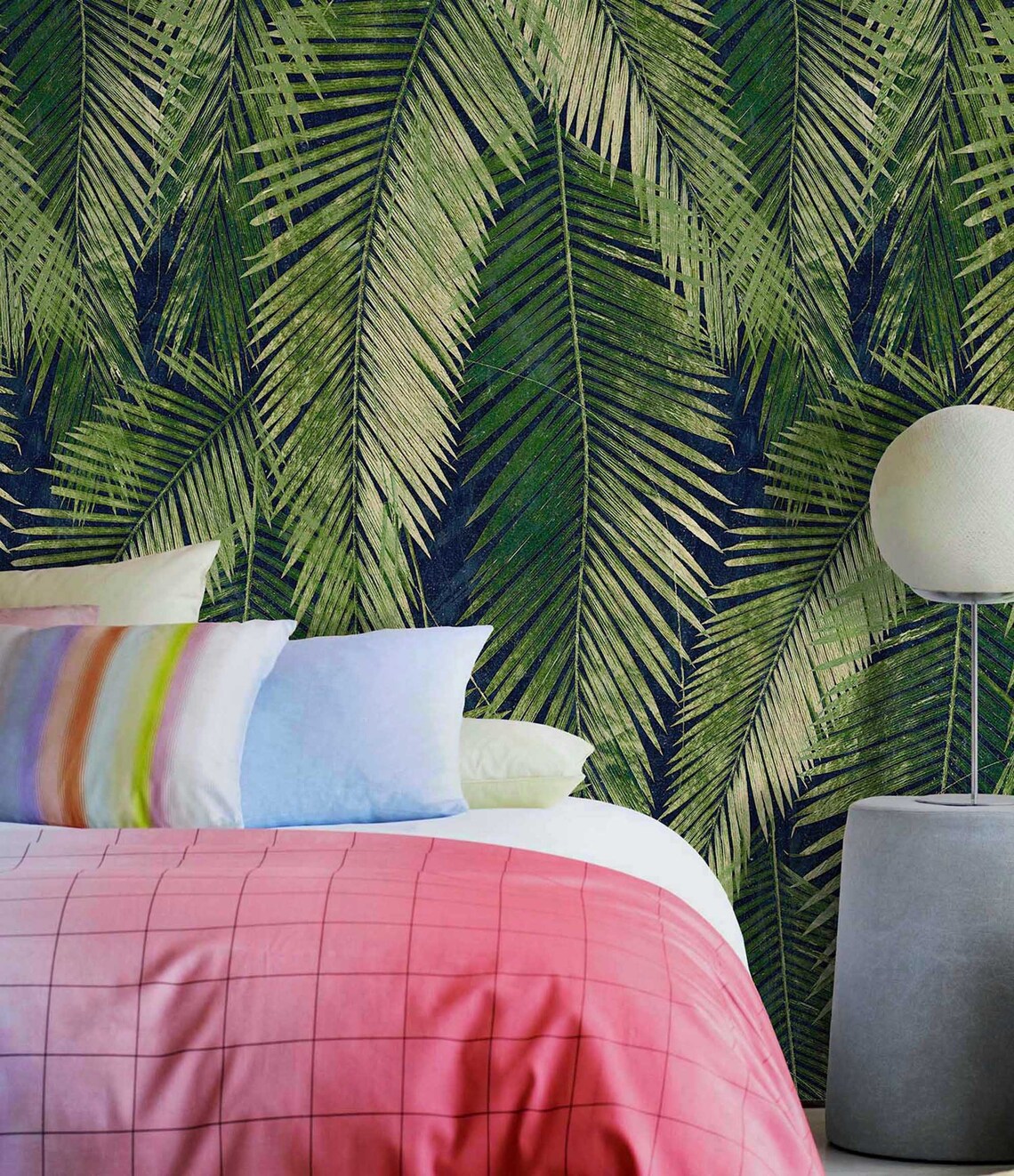Dark Jungle Large Palm Leaf Wallpaper Emerald Green Dark - Etsy