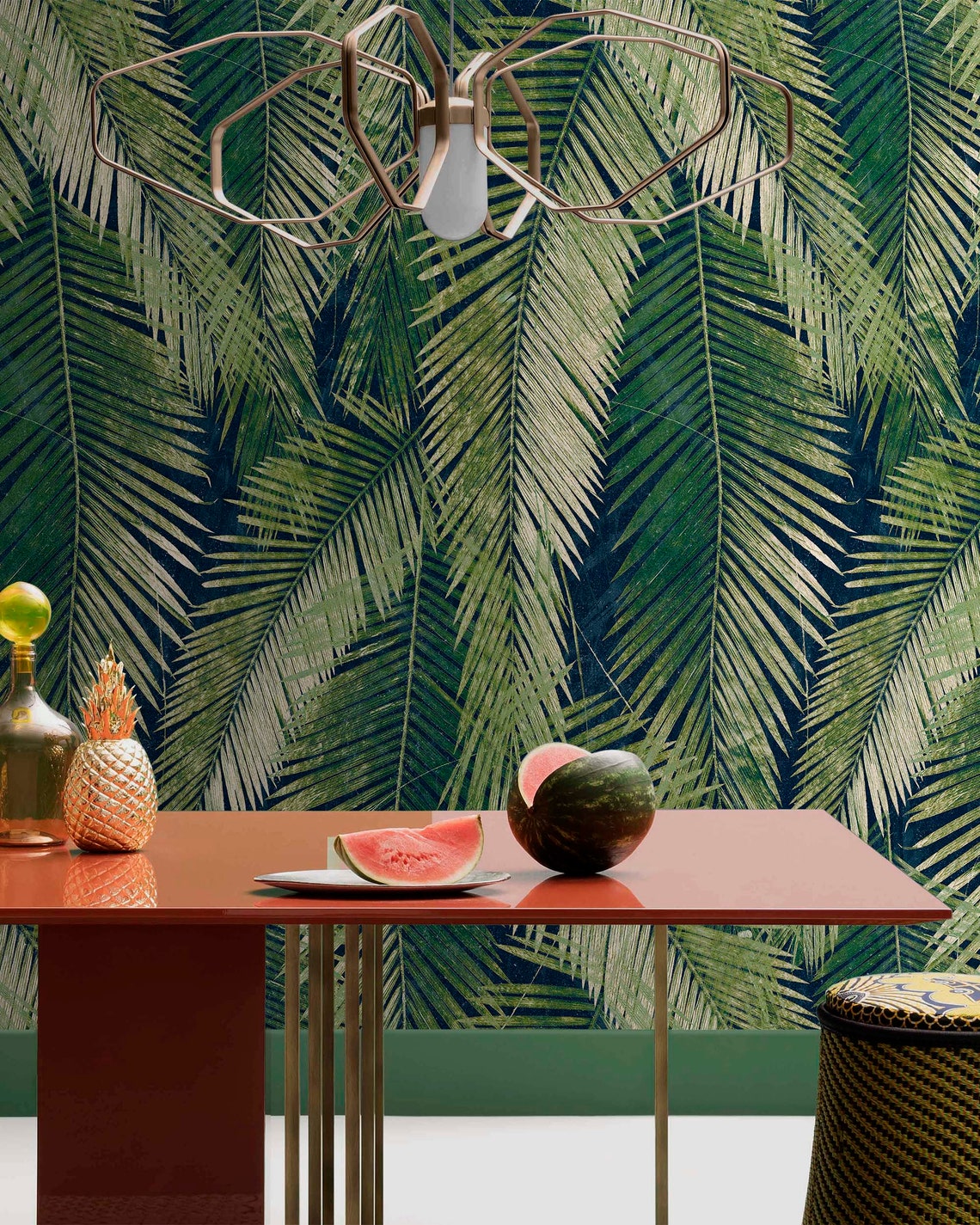 Dark Jungle Large Palm Leaf Wallpaper Emerald Green Dark - Etsy