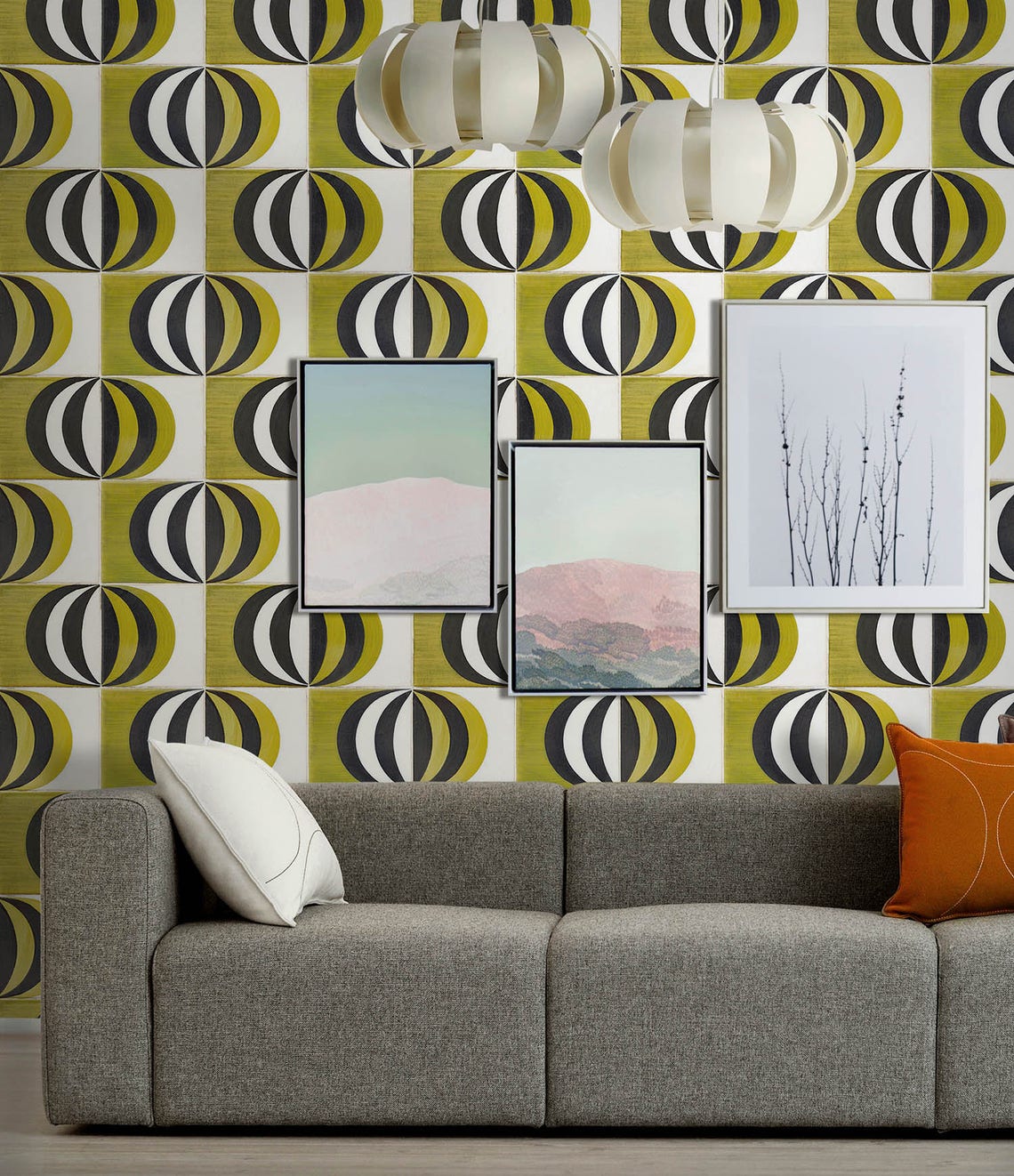 Art Deco Funky Tiles Wallpaper, Midcentury Modernist Retro Wall Paper ...