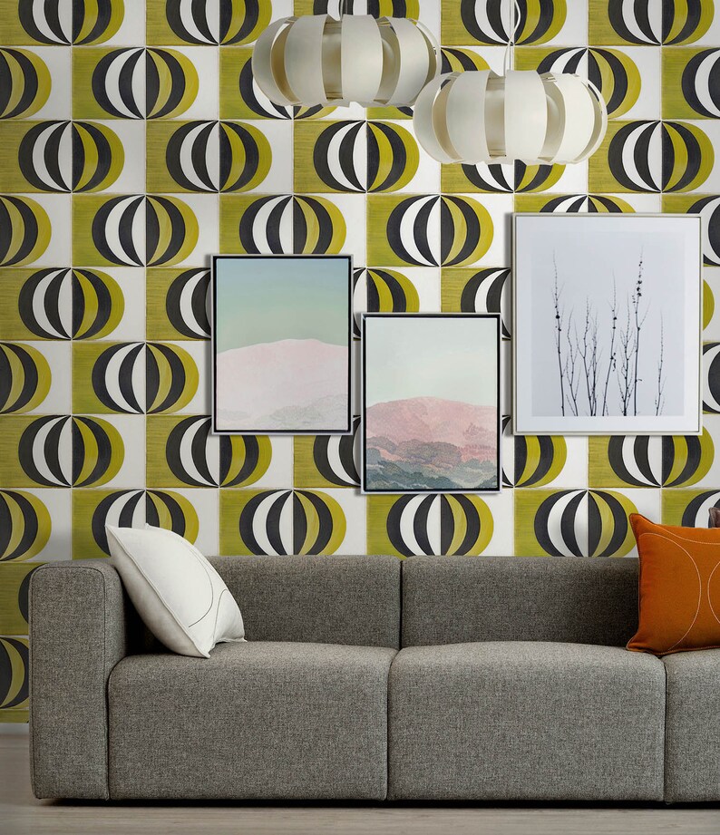 Art Deco Funky Tiles Wallpaper Midcentury Modernist Retro - Etsy