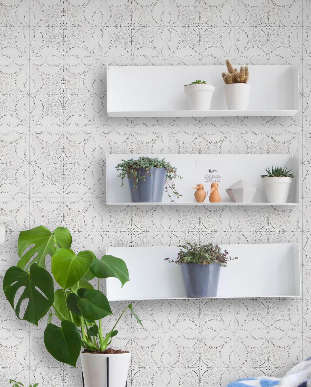 Art Deco Tiles Wallpaper, Temporary Geometric Wall Paper, Peel and ...