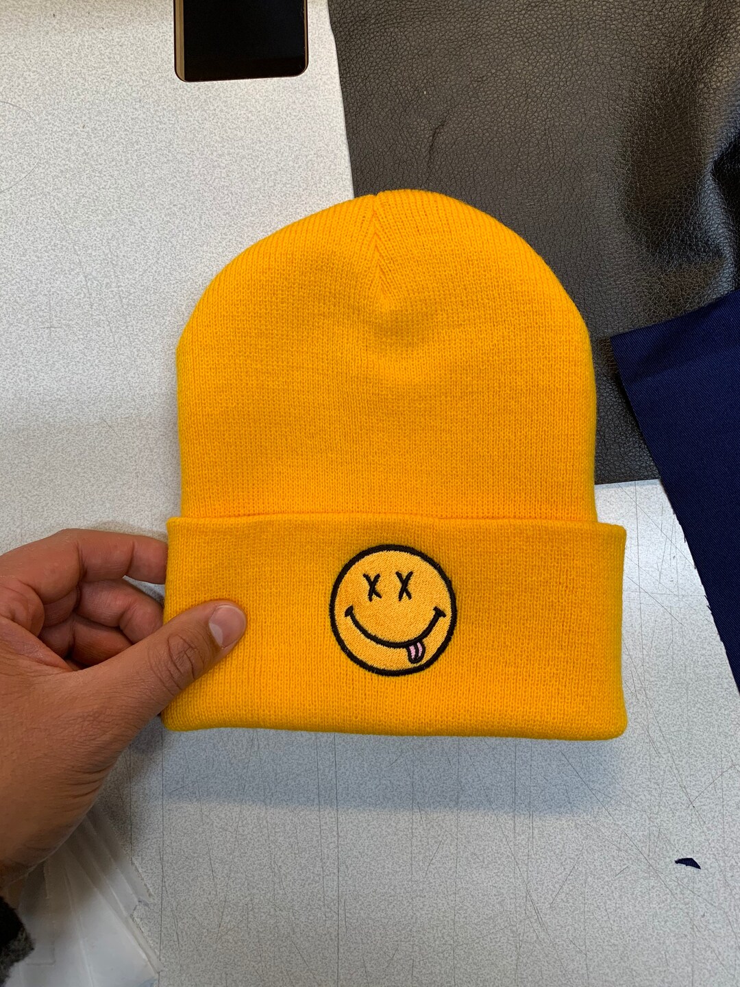 Embroidered Smiley Face Beanie - Rayj Tattoo Art - Etsy