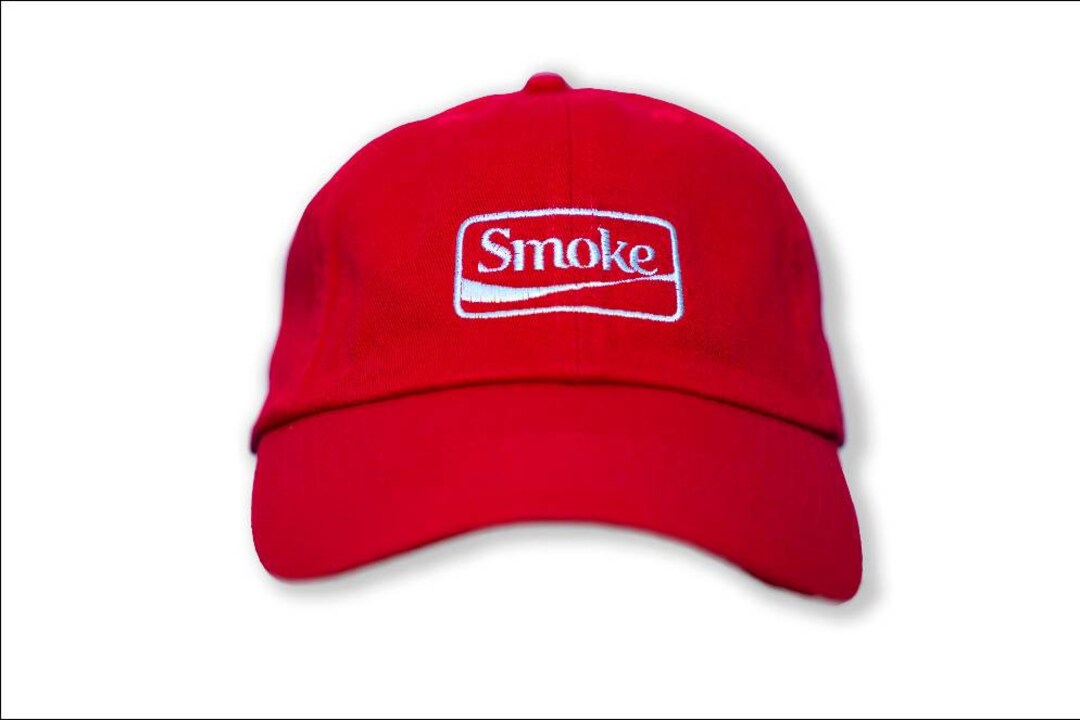 Red Dad Hat: Smoke Embroidery, Adjustable Strap - Etsy