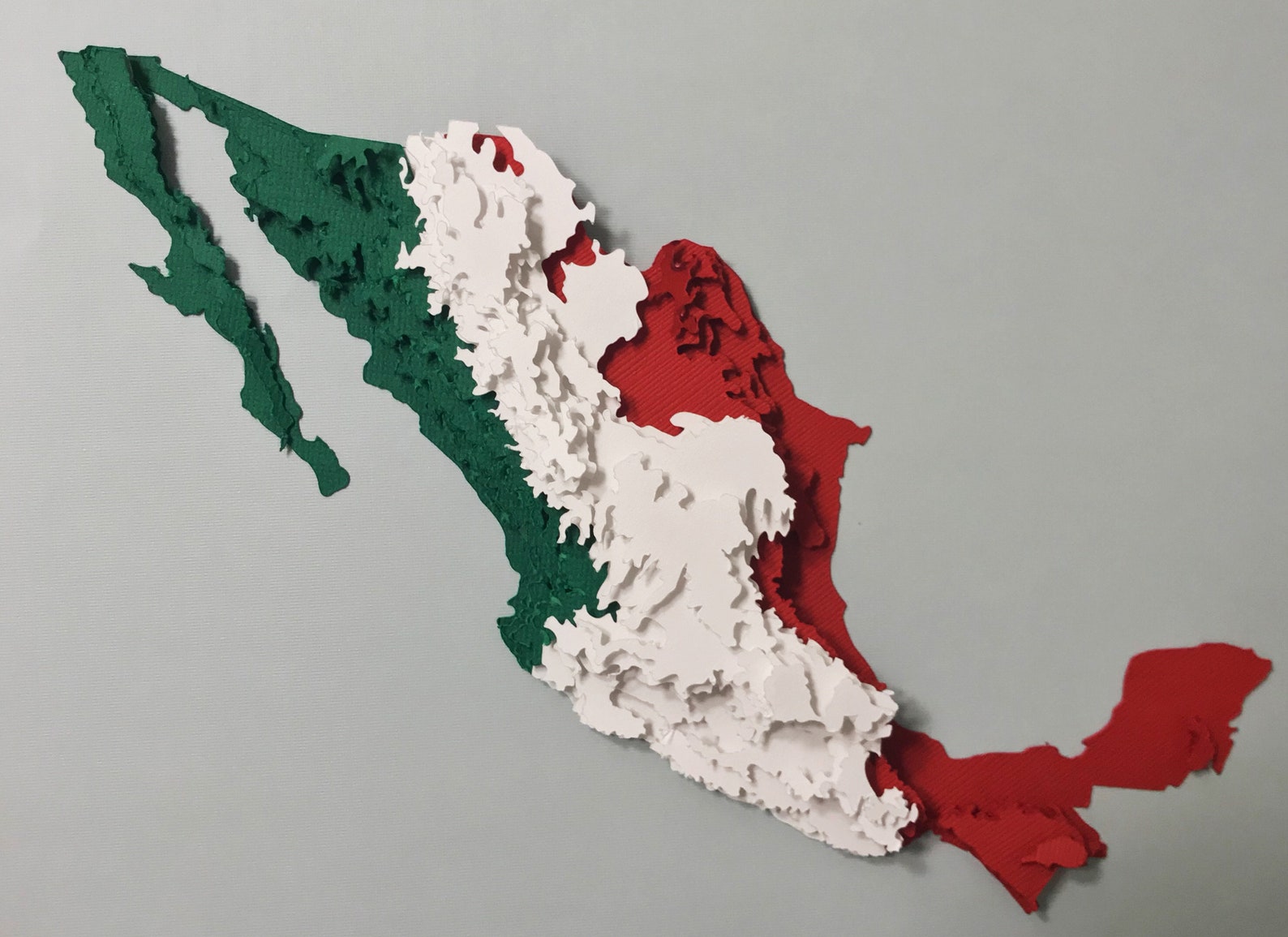 MEXICO 3D PAPER ART Topographic Map Original 8 X 10 Paper | Etsy