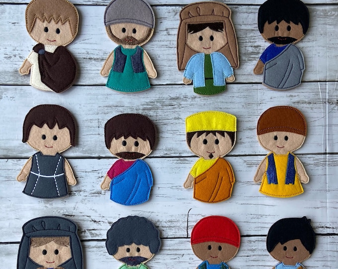 Jesus and 12 Disciples Finger Puppet Set bible Charactersbible Story ...