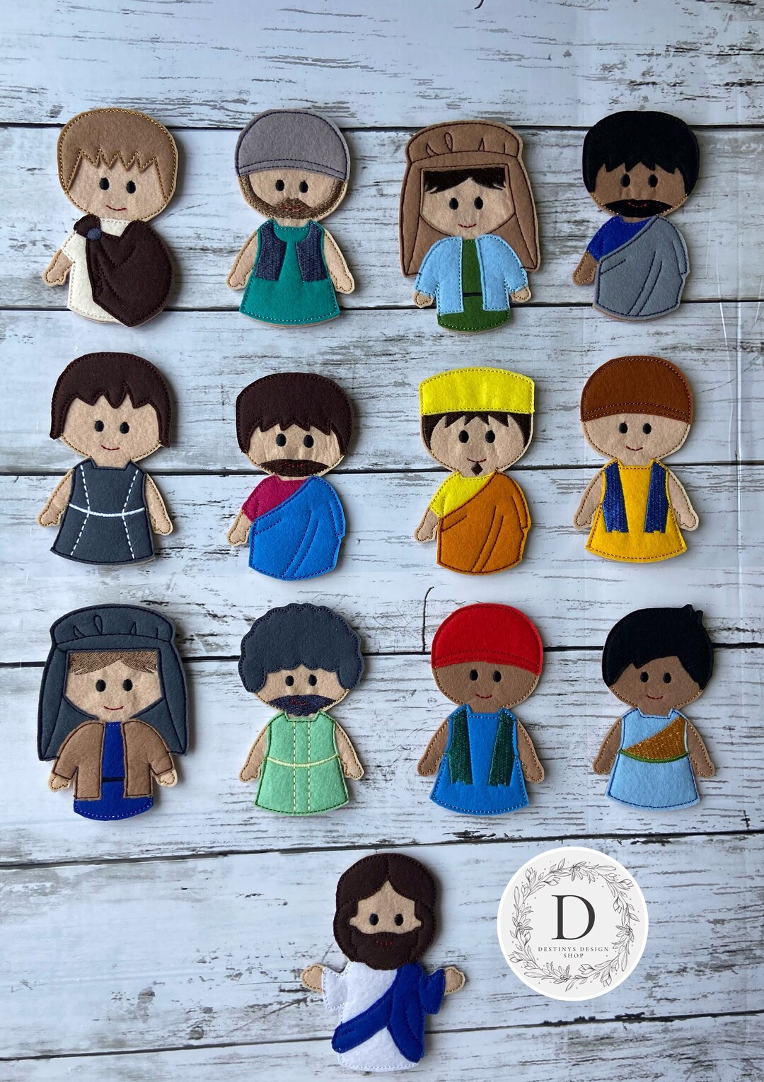 Jesus and 12 Disciples Finger Puppet Set |bible Characters|bible Story ...