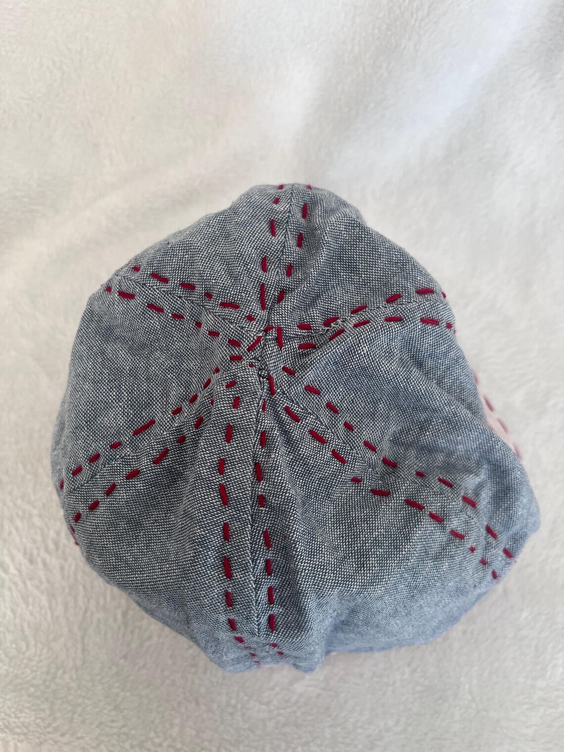 Linen Viking/norse/anglo Saxon 6-panel Hat- Denim Blue With Red ...
