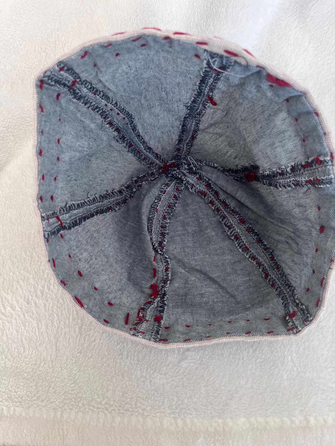 Linen Viking/norse/anglo Saxon 6-panel Hat- Denim Blue With Red ...