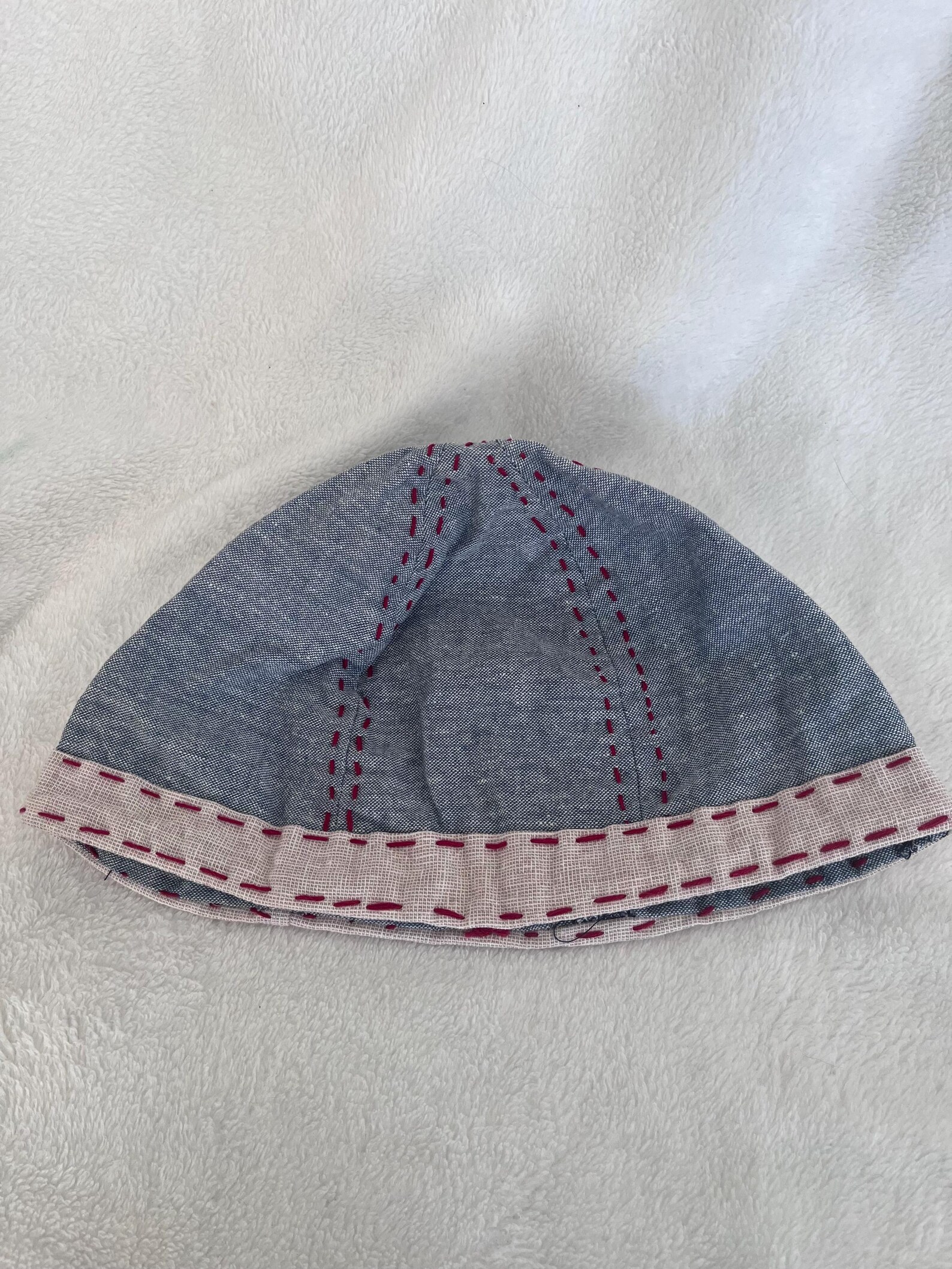 Linen Viking/norse/anglo Saxon 6-panel Hat- Denim Blue With Red ...