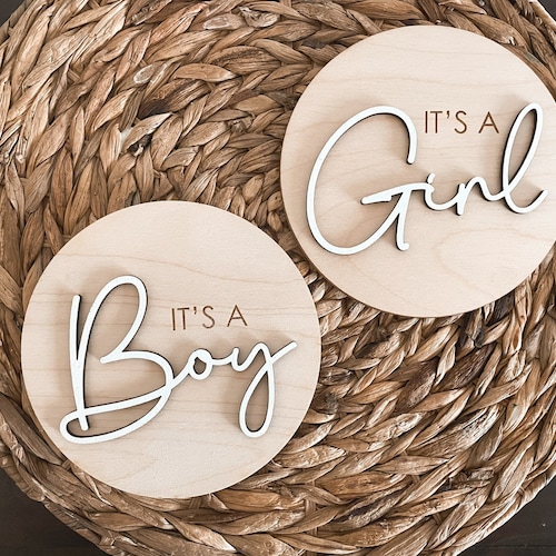 2-sided Gender Reveal Sign Wooden Sign Birth Announcement - Etsy