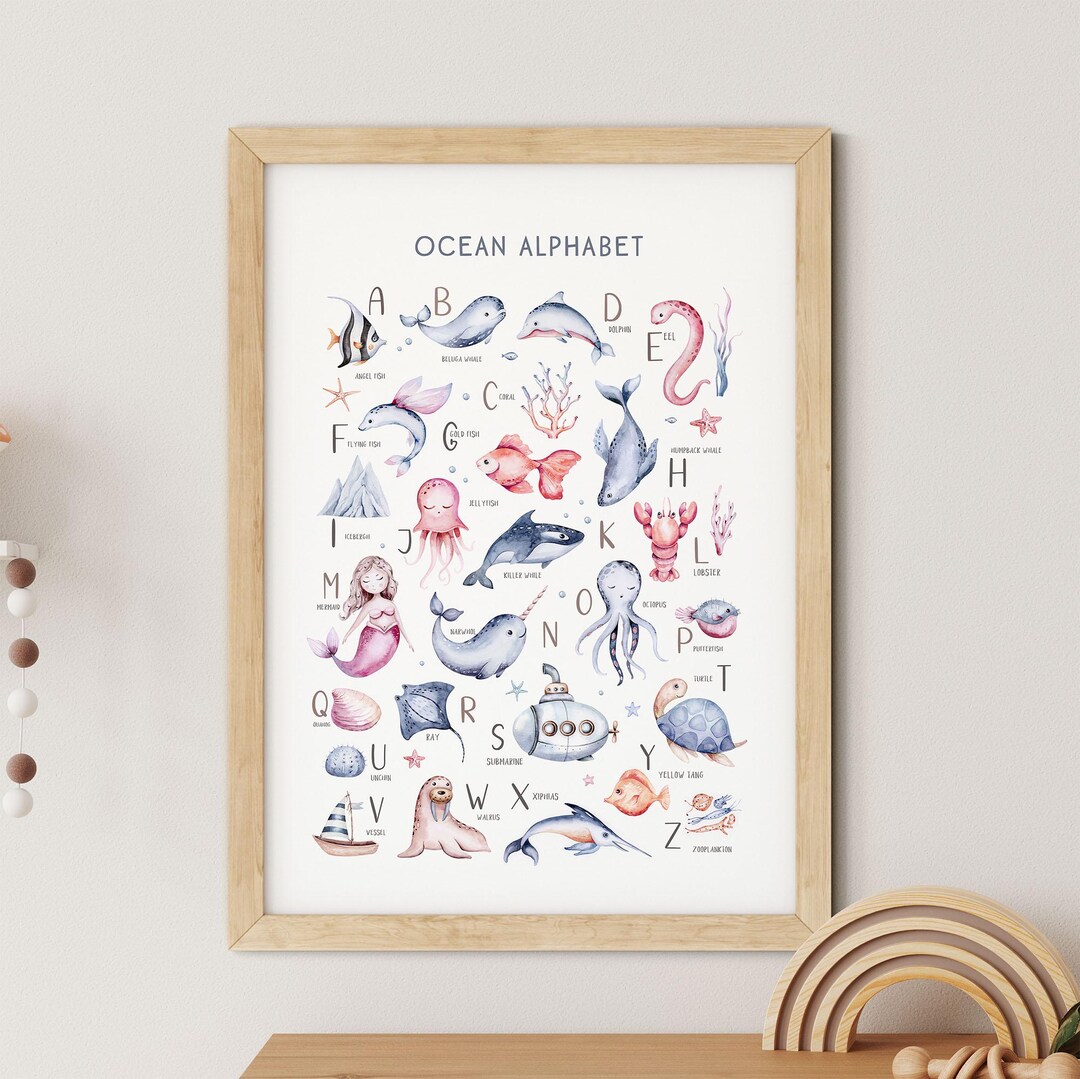 Ocean Alphabet Nursery Print: Under the Sea A-Z Wall Art - Etsy
