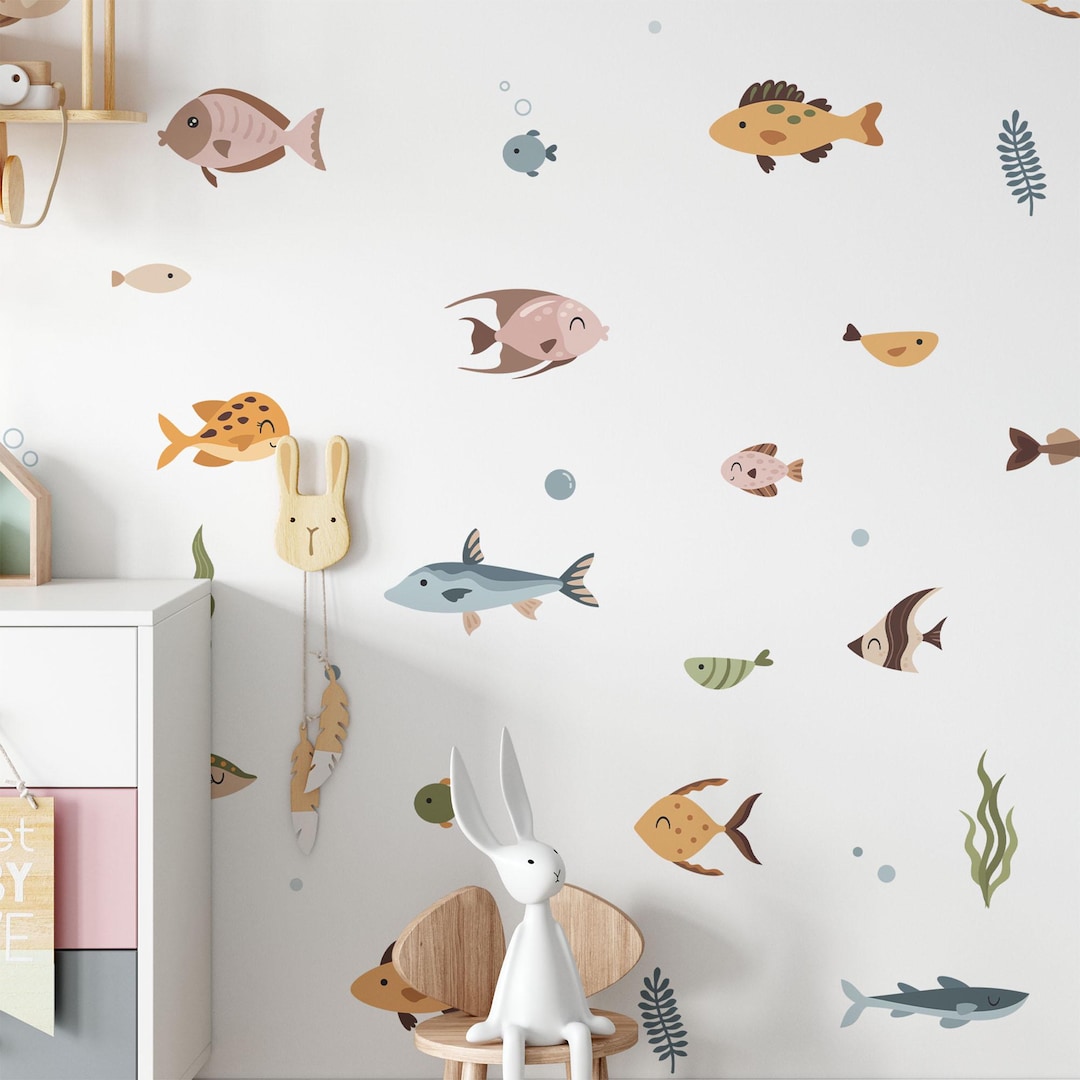 Ocean Fish Wall Decals, Kids Room Wall Stickers, Sea Animals Nursery ...
