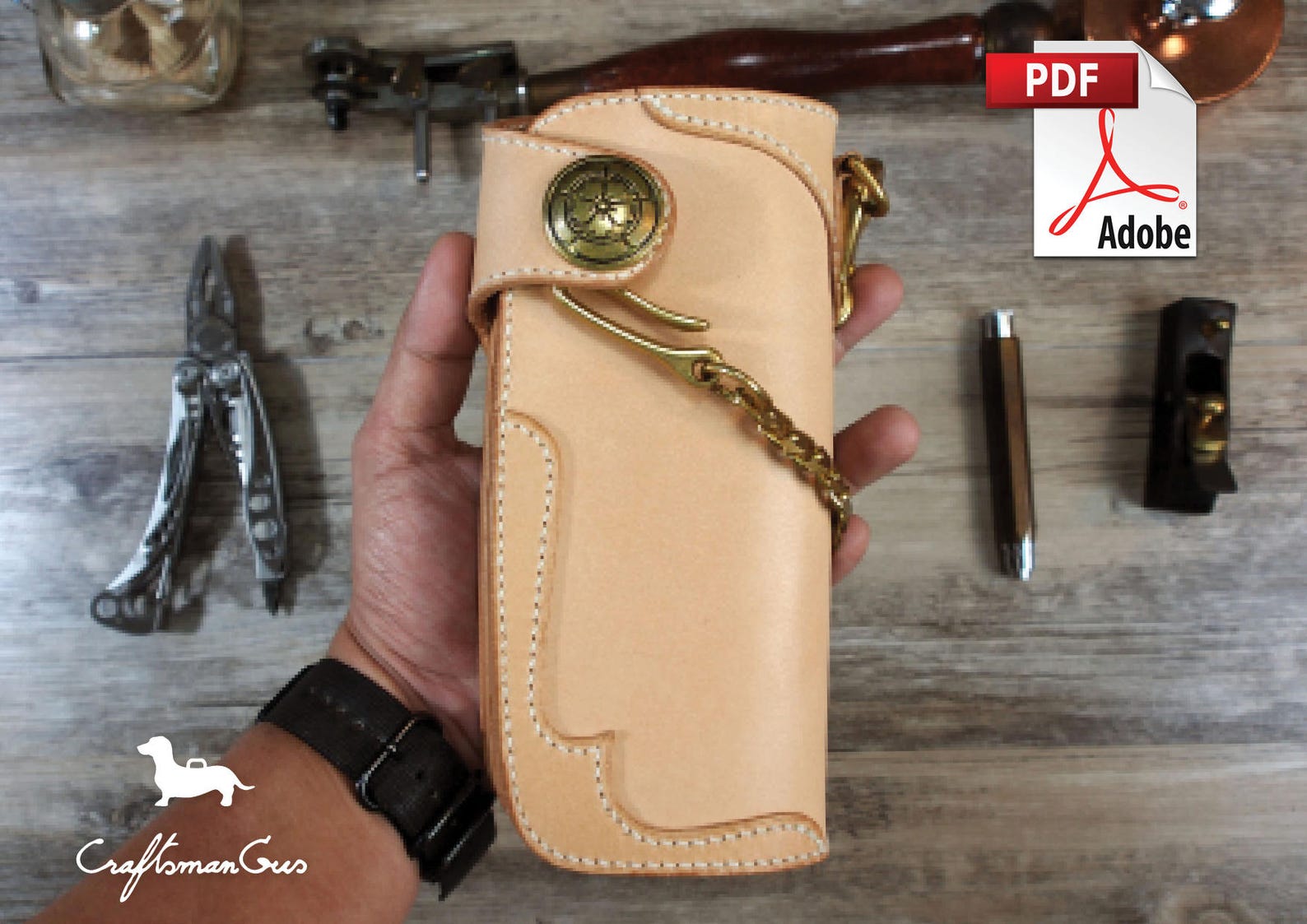 Leather Wallet Pattern PDF Files: Biker Wallet Pattern with - Etsy