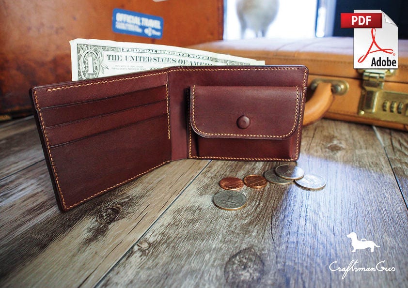 Leather Wallet Pattern PDF Files: Bifold Wallet with how to | Etsy