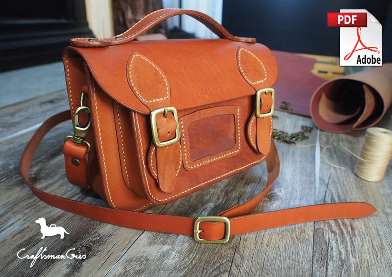 Leather Bag Pattern PDF Files Leather Satchel Bag with How | Etsy