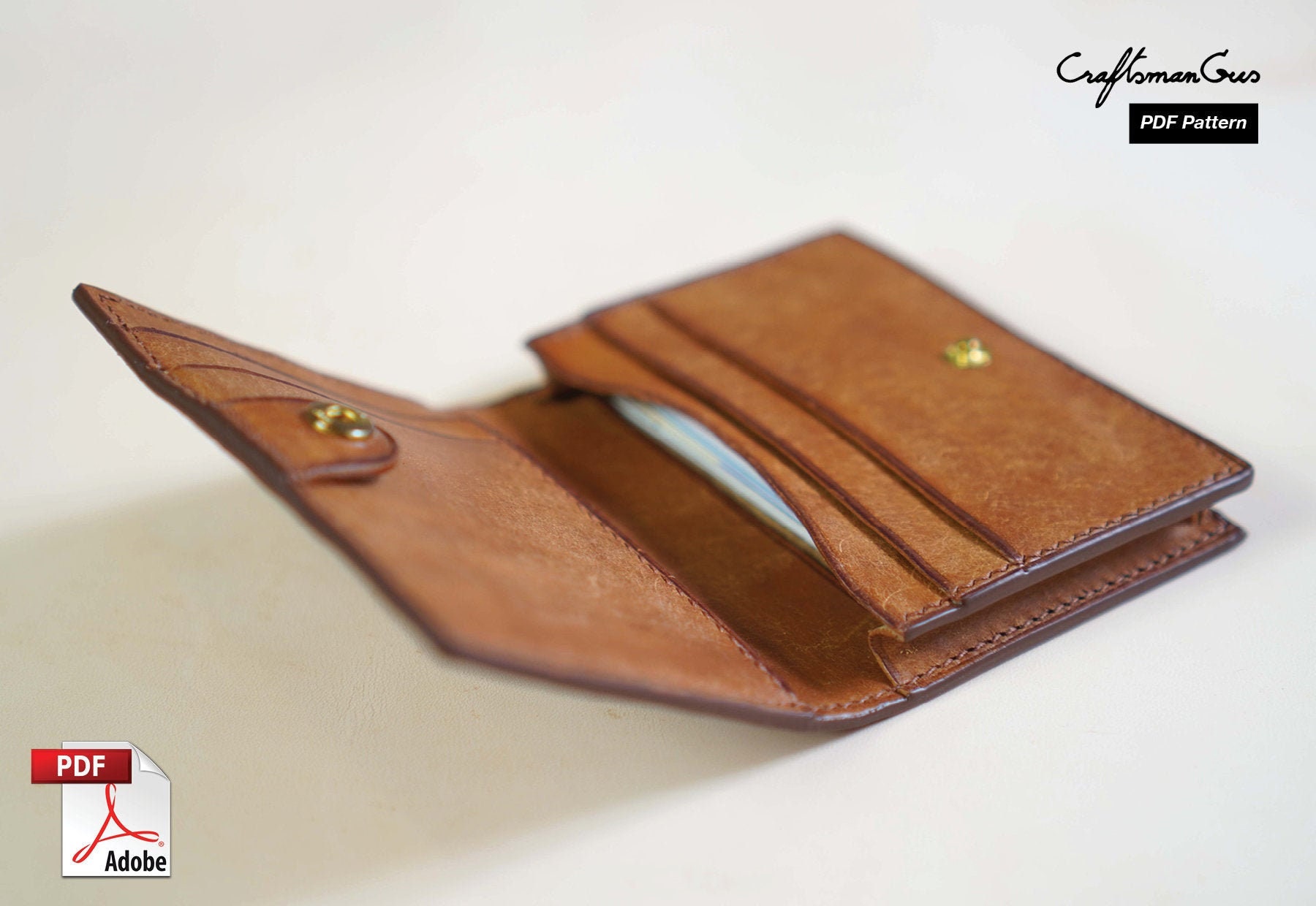 Leather Wallet Pattern PDF Files: Card Case Wallet with How | Etsy