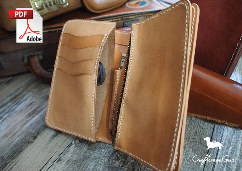 Leather Wallet Pattern PDF Files: Middle Biker Wallet with - Etsy