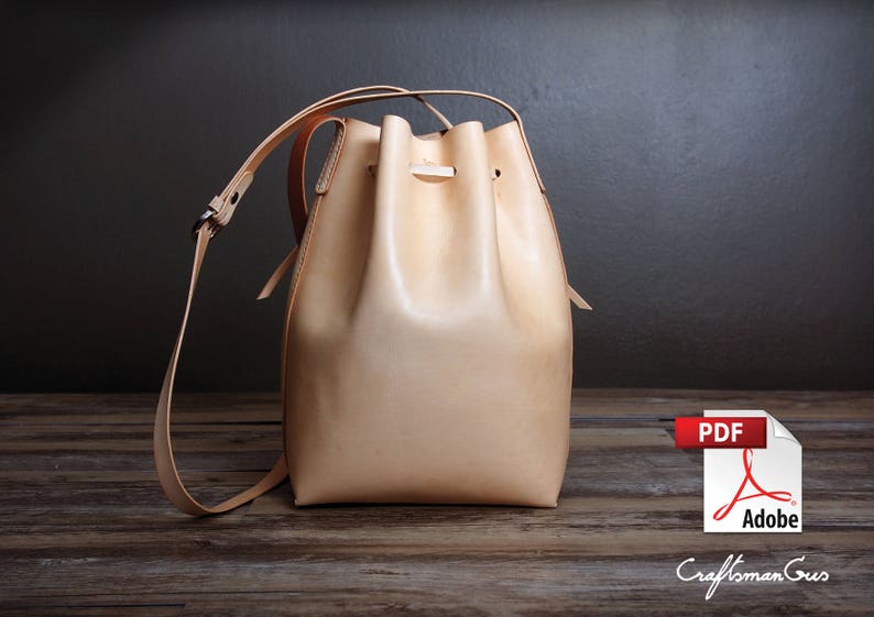 Leather Bag Pattern (PDF Files): Leather Bucket Pattern (with VDO How ...