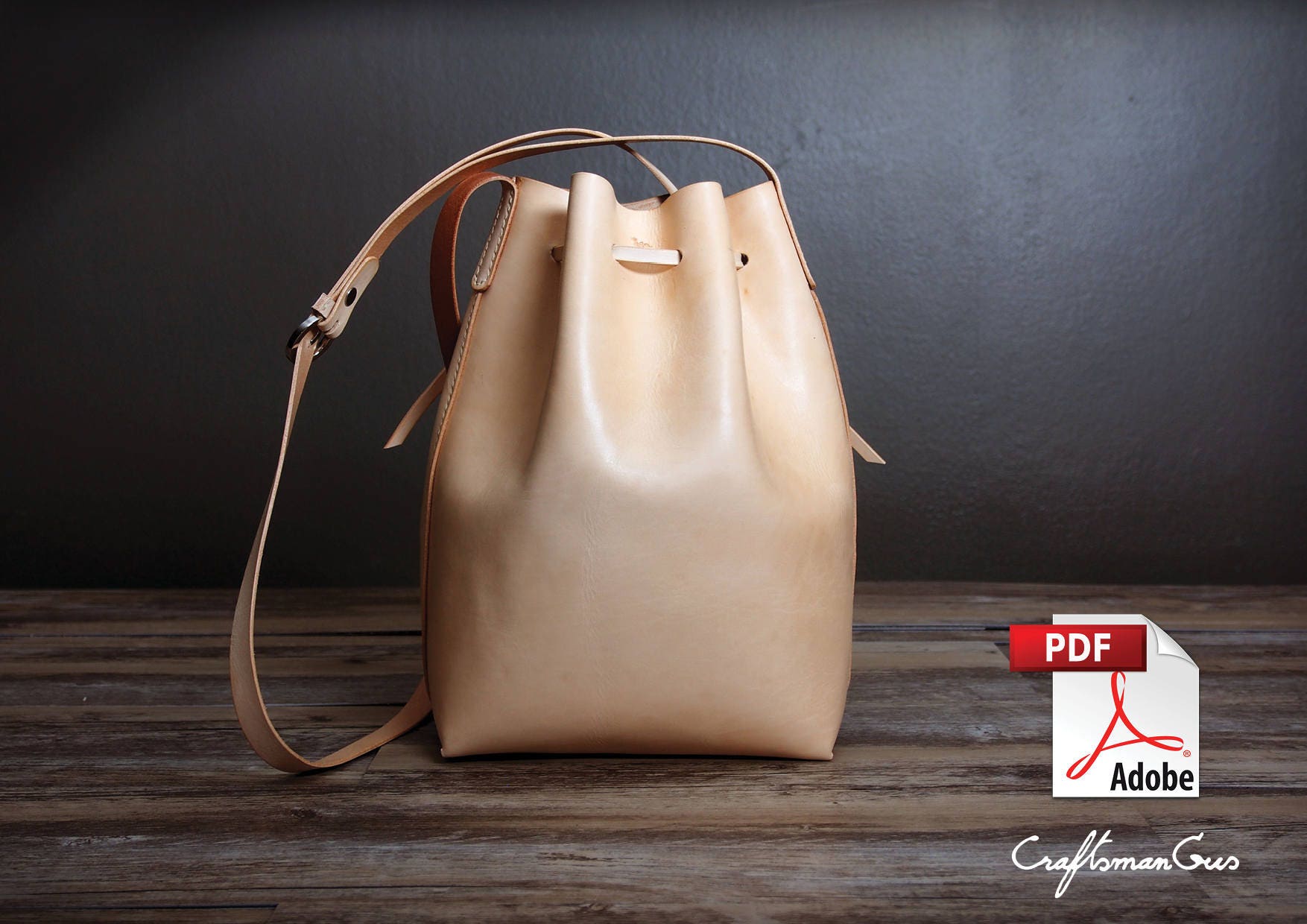 Leather Bag Pattern (PDF Files): Leather Bucket Pattern (with VDO How ...