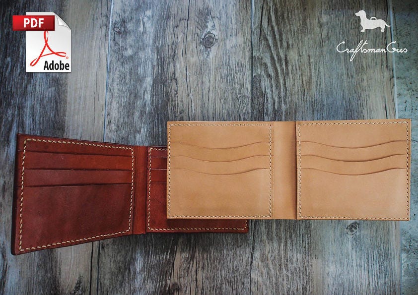 Leather Wallet Pattern PDF Files: Bifold Wallet Fit Euro | Etsy
