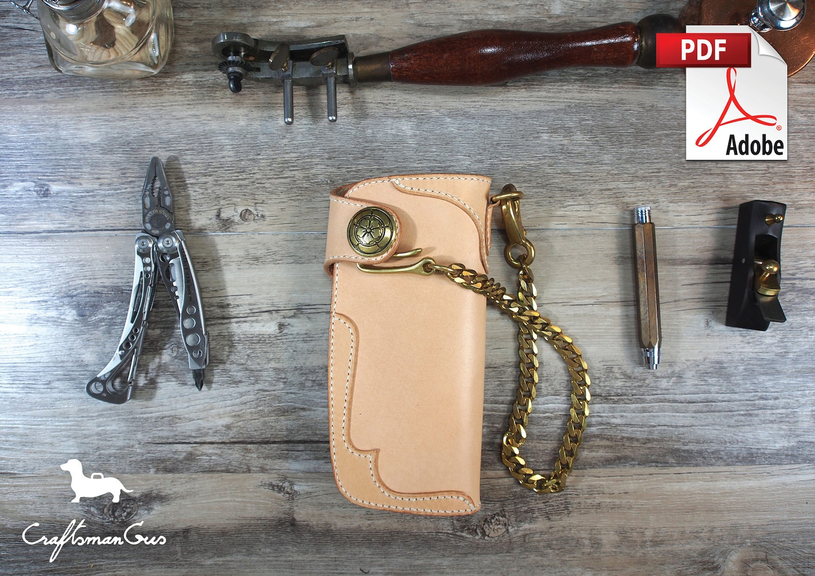 Leather Wallet Pattern PDF Files: Biker Wallet Pattern with - Etsy