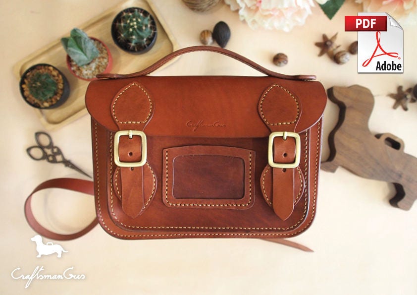 Leather Bag Pattern PDF Files Leather Satchel Bag with How | Etsy