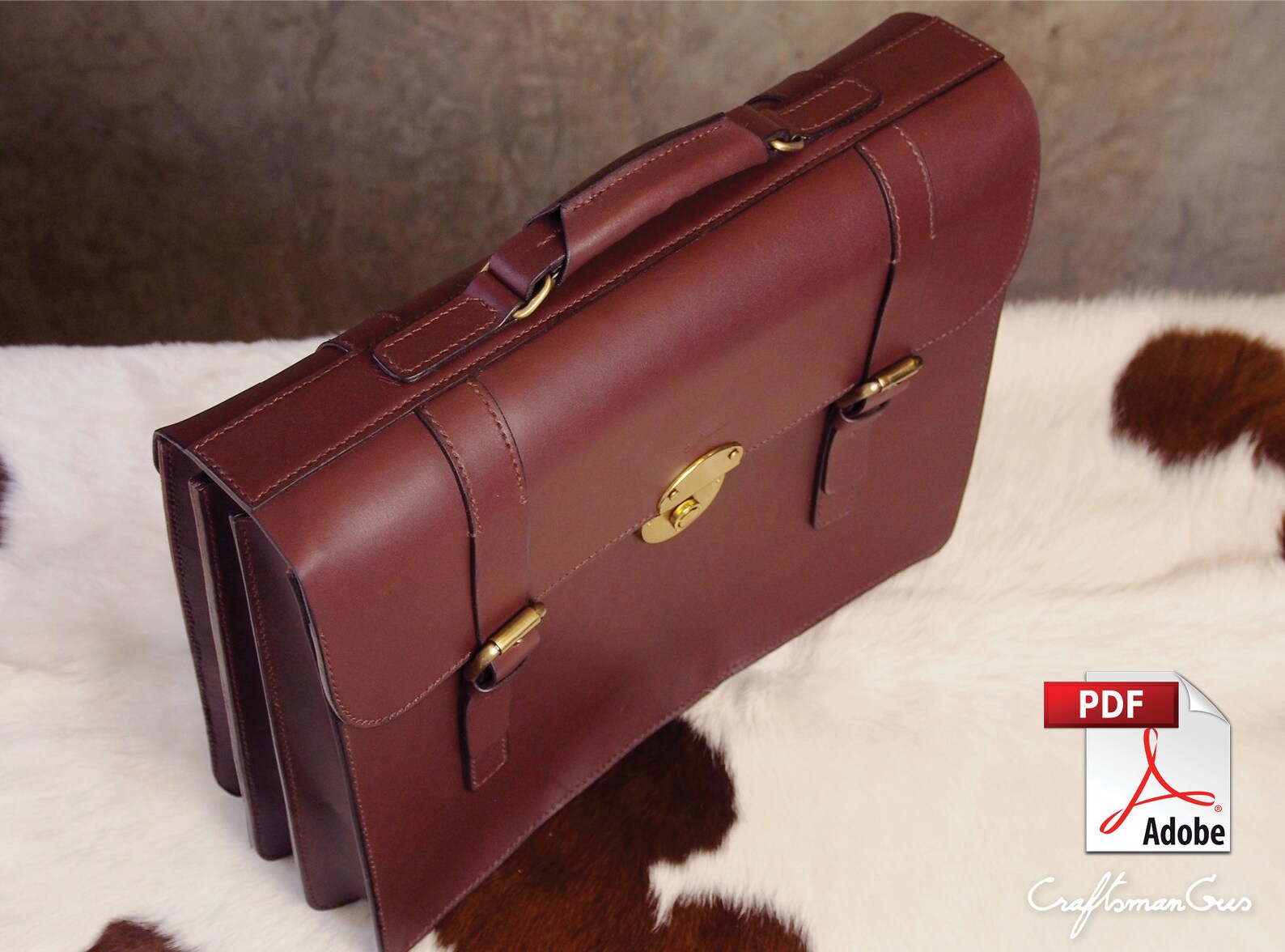 Leather Bag Pattern (PDF Files): Triple Deck Briefcase (with How to ...