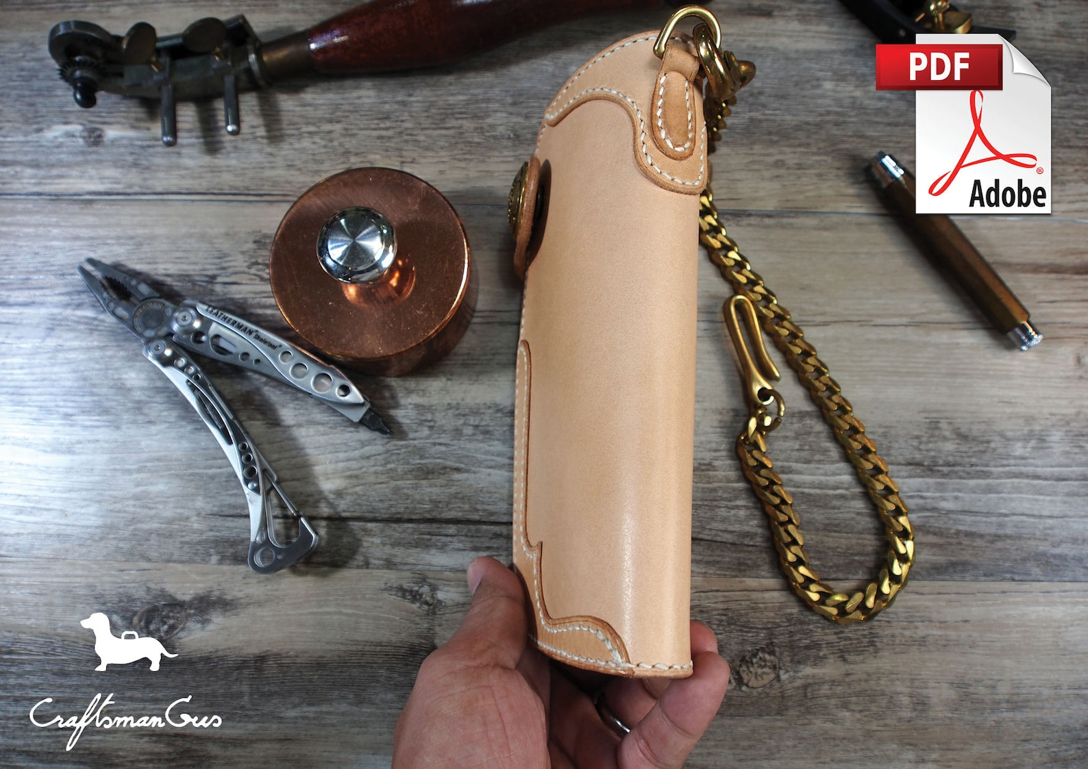 Leather Wallet Pattern (PDF Files): Biker Wallet Pattern (with How to ...