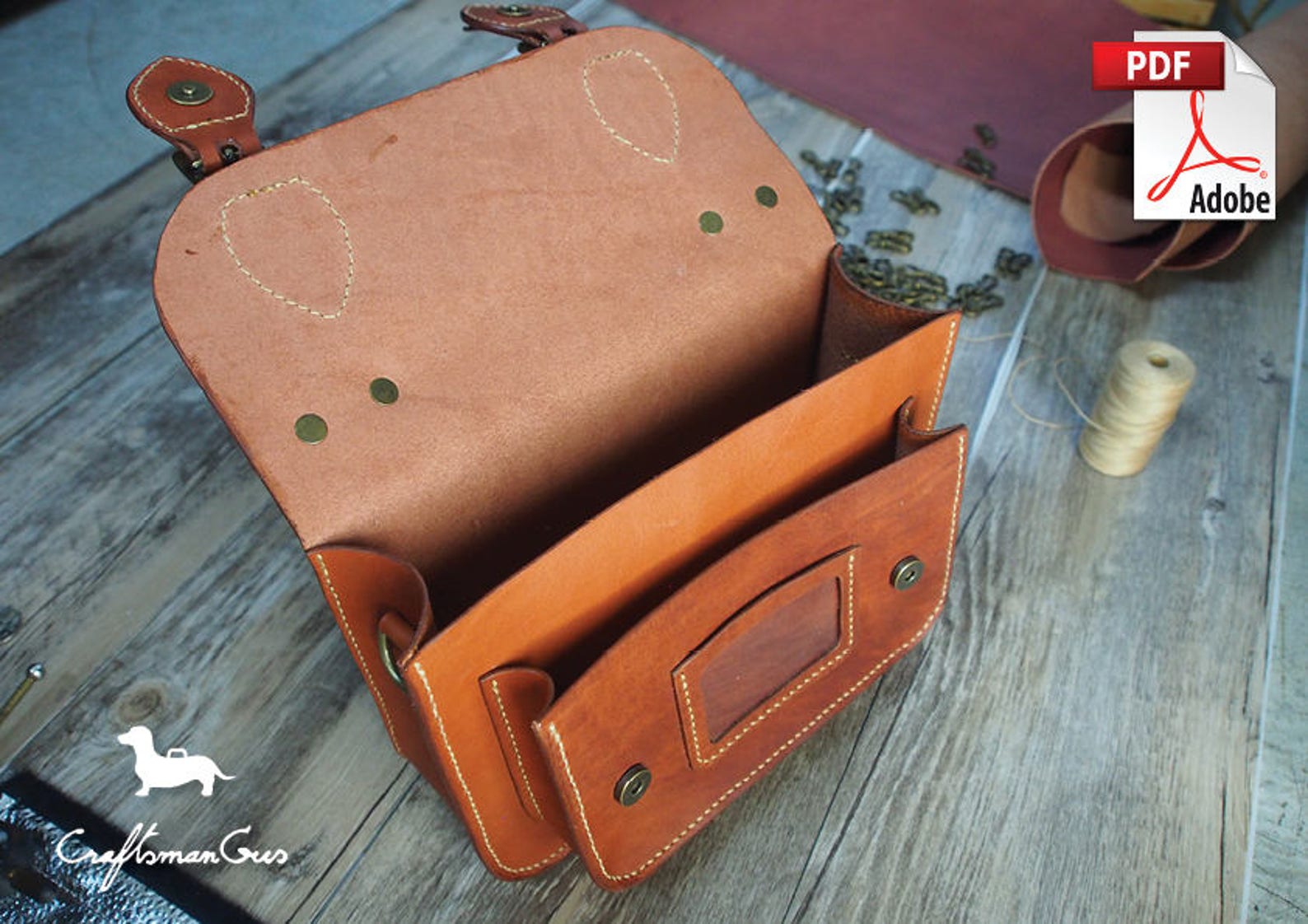 Leather Bag Pattern PDF Files Leather Satchel Bag with How | Etsy