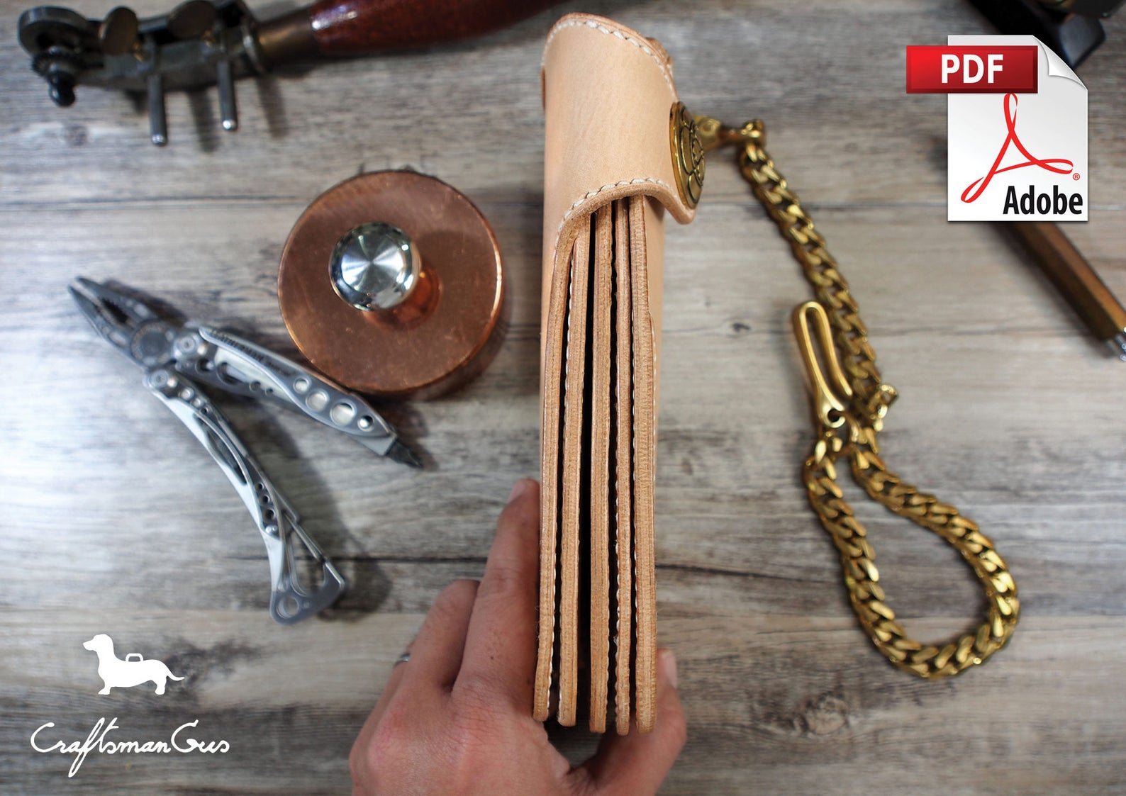 Leather Wallet Pattern (PDF Files): Biker Wallet Pattern (with How to ...