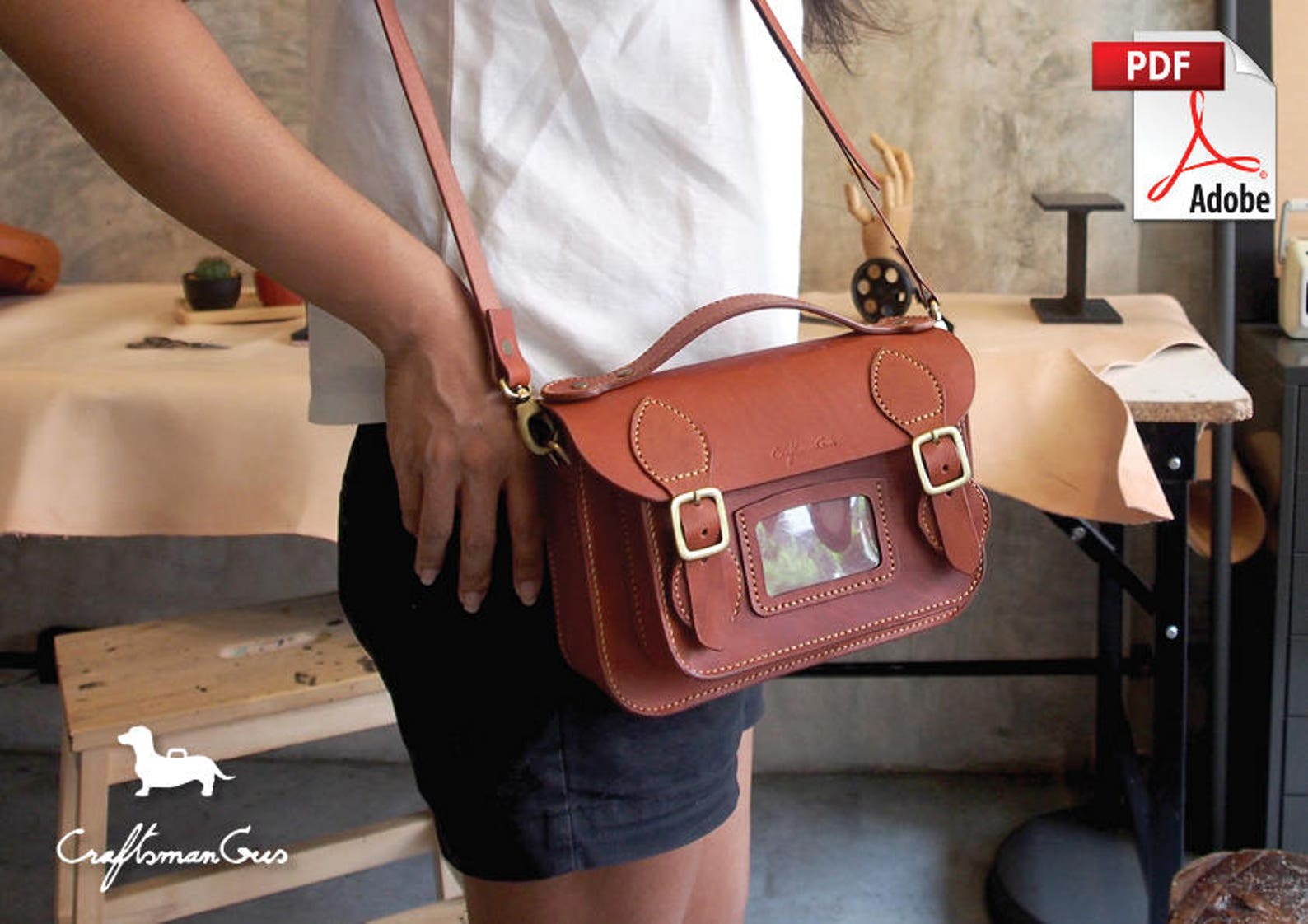 Leather Bag Pattern PDF Files Leather Satchel Bag with How | Etsy