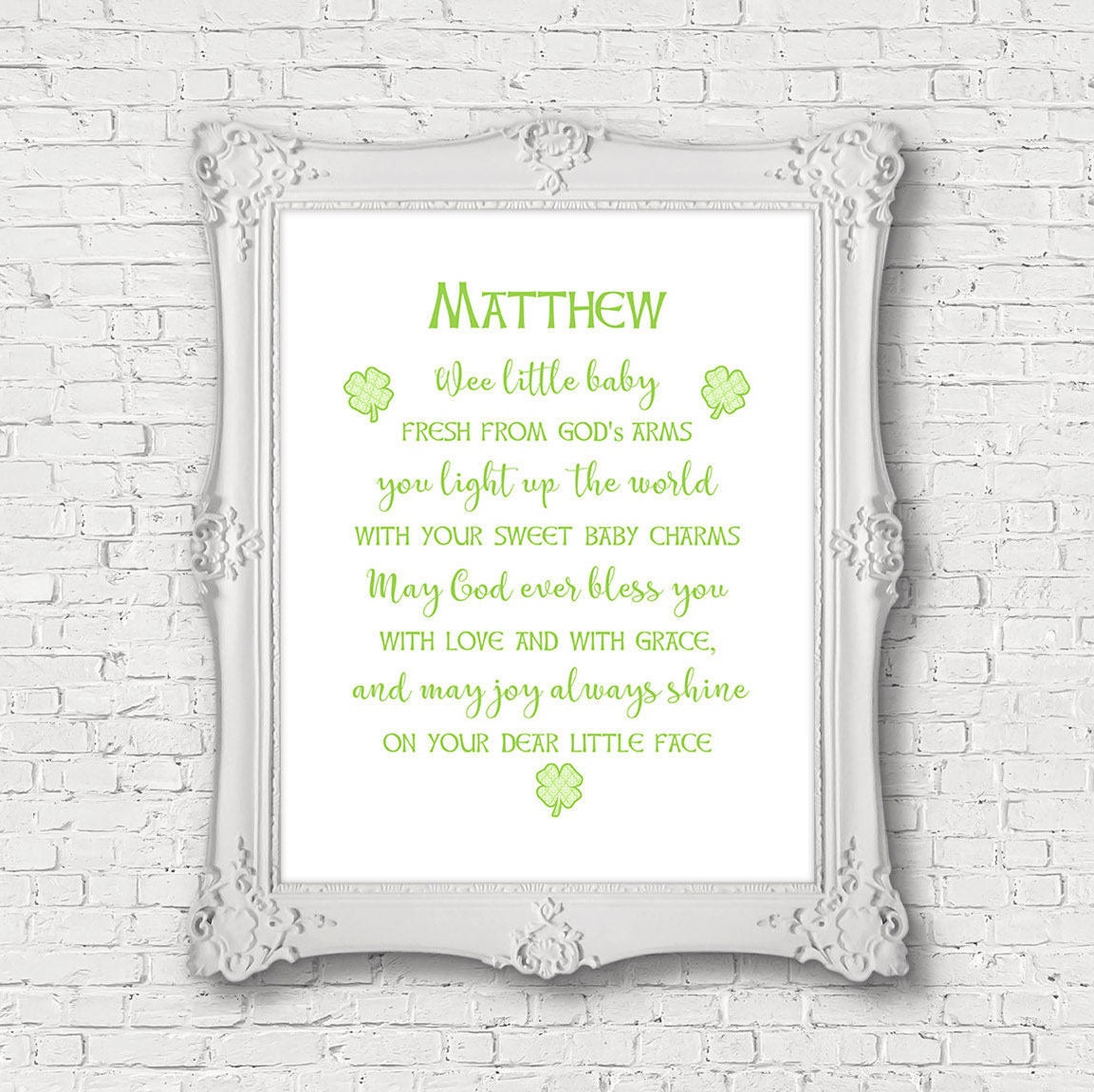 Irish Baby Blessing - Nursery Wall Quotes - Personalized Baptism Gift ...