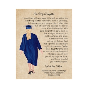 Graduation Gift for Daughter, Daughter Graduation Poem, Personalized ...