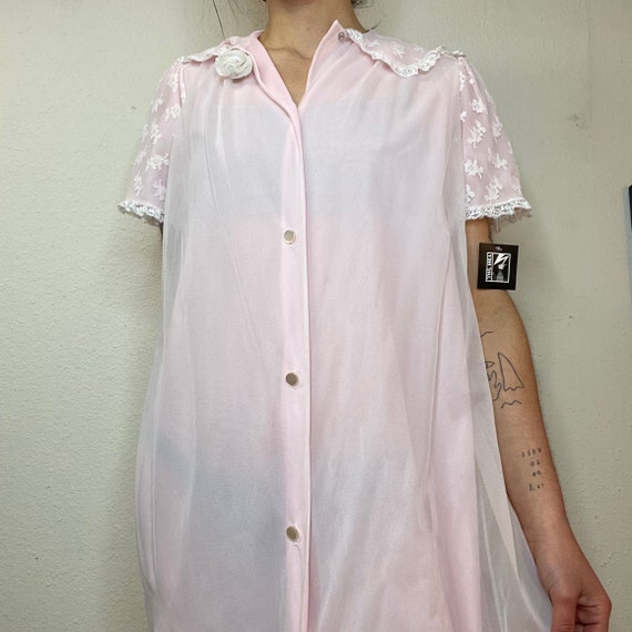 Vintage Sears Pink Floral Lace Duster - Gem