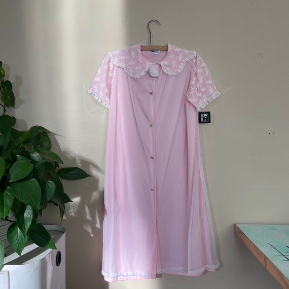Vintage Sears Pink Floral Lace Duster - Gem