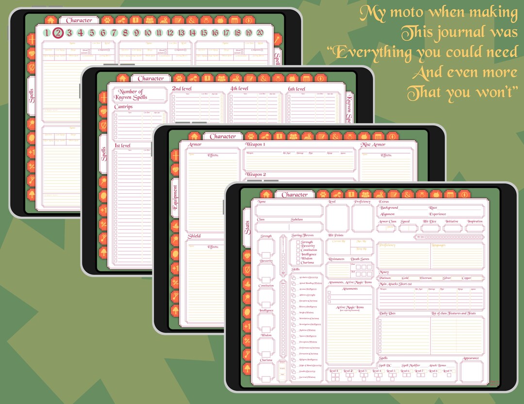 Floral Orange--- Dnd Journal - Digital Notebook - Session Tracker ...