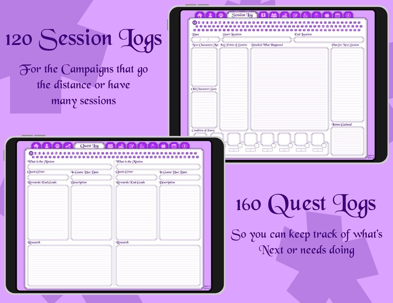 Light Purple --- Dnd Journal - Digital Notebook - Session Tracker ...