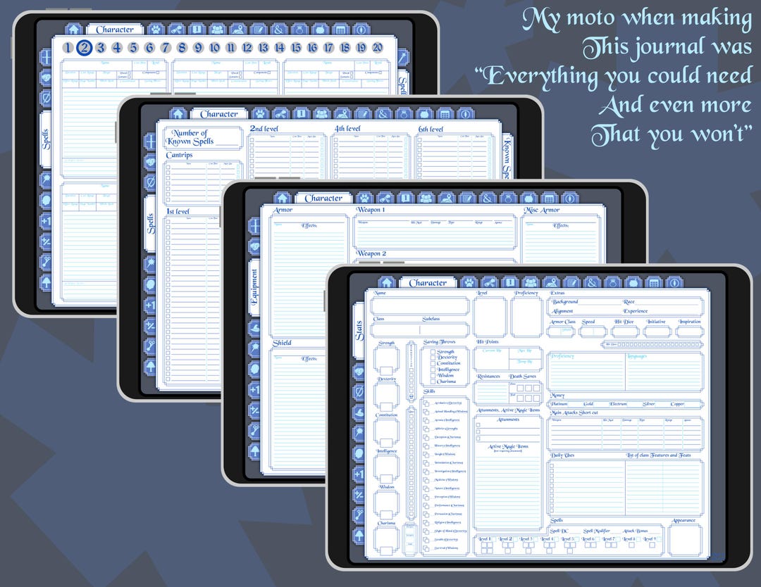 Cold Blue --- Dnd Journal - Digital Notebook - Session Tracker ...